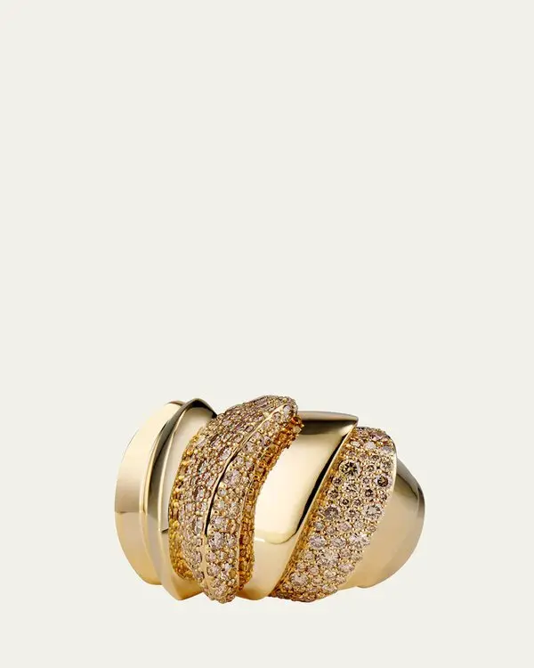 JV INSARDI Asymmetrical Continuum Statement Ring - Champagne