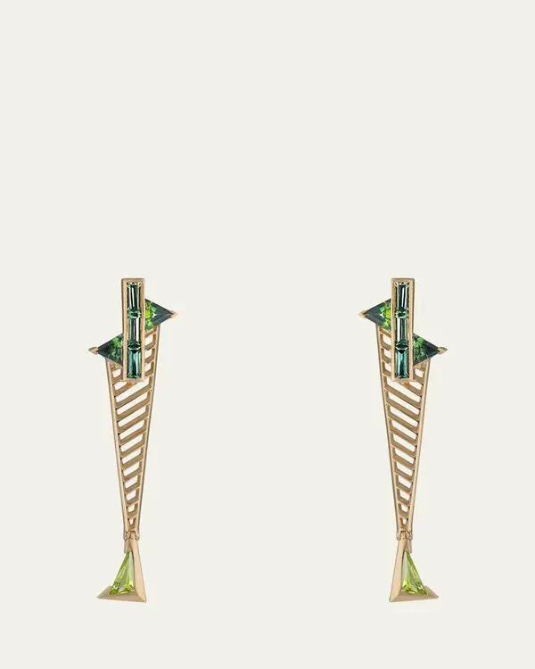 JV INSARDI Suspension Sapphire, Tourmaline And Peridot Earrings - Green
