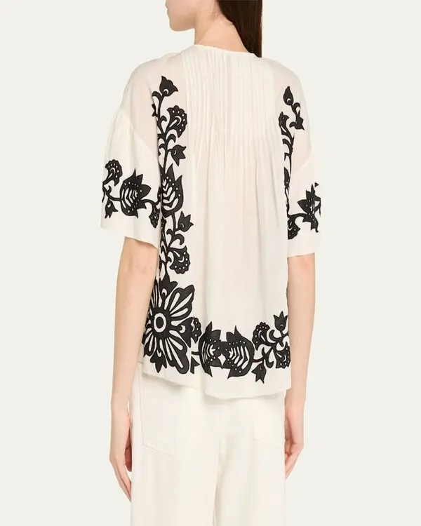 Sea Liliana Short-sleeve Appliqué Top