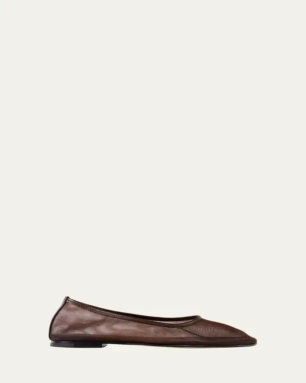 Dear Frances Balla Mesh Ballerina Flats - Coffee