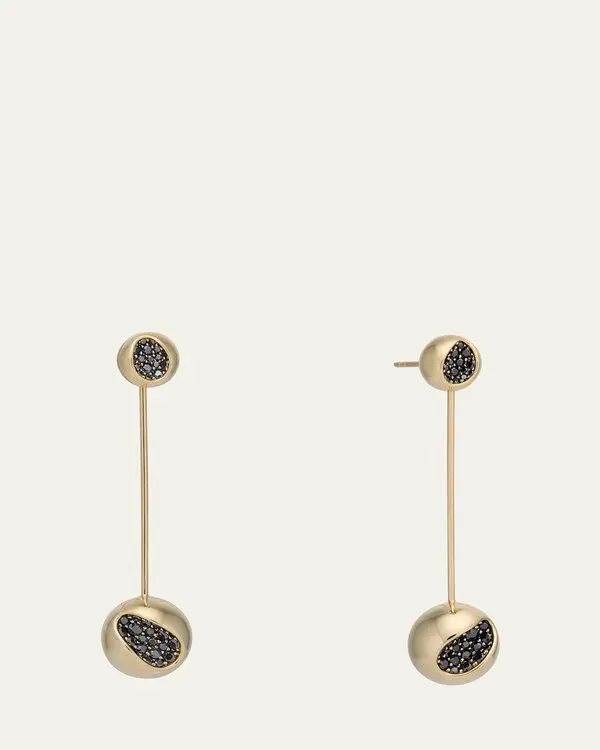 JV INSARDI 18k Yellow Gold Black Sapphire Dangle Earrings - Yellow/black