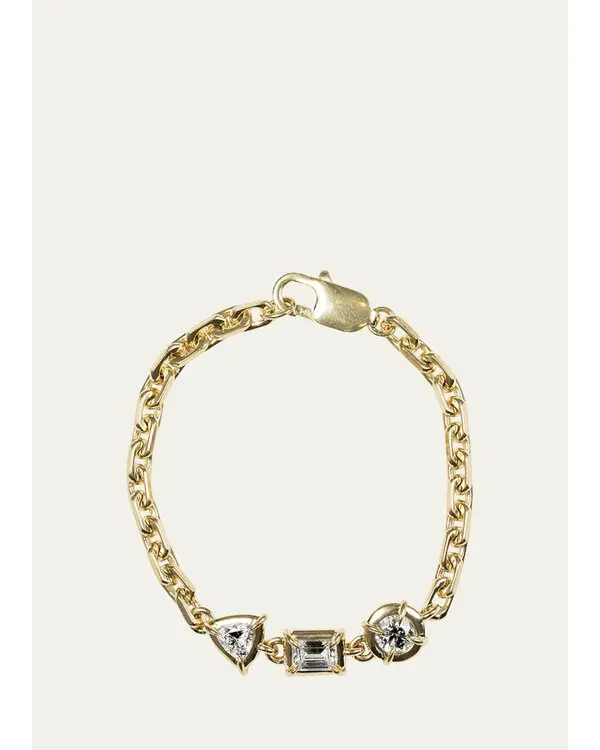 DARA KAYE Architectura Triple-stone Solitaire Chain Bracelet - Yellow