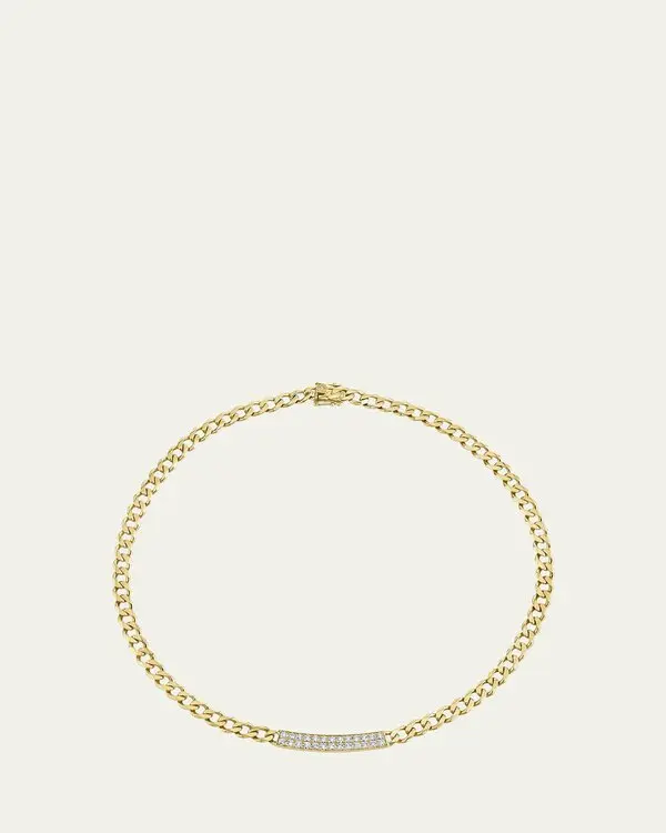 SYDNEY EVAN 14k Yellow Gold Diamond Pave Bar Necklace