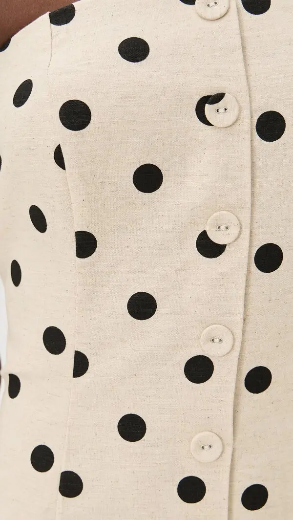 Endless Rose Polka Dot Linen Strapless Mini Dress - Sand/black
