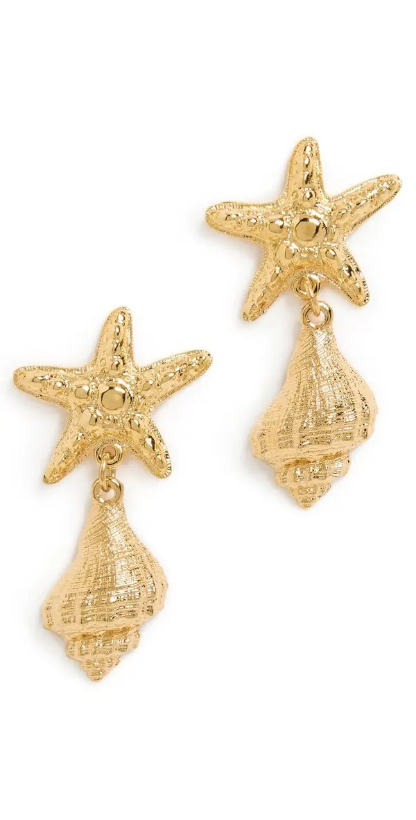 MAYAMAR Starfish Seashell Drop Earrings - Gold