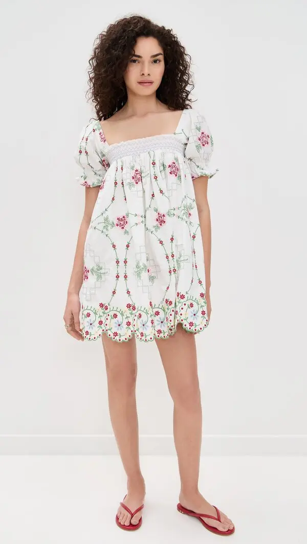 damson madder lulu embroidered mini dress Damson Madder + Lulu Mini Dress – Rose Embroidery