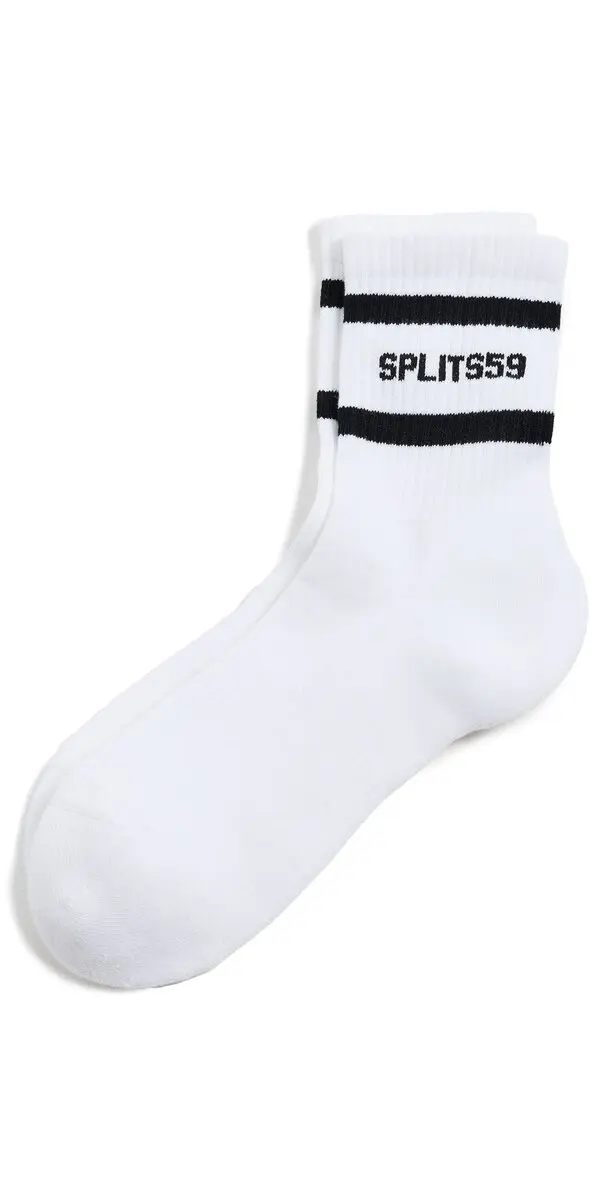 Splits59 Logo Stripe Quarter Socks - White/black