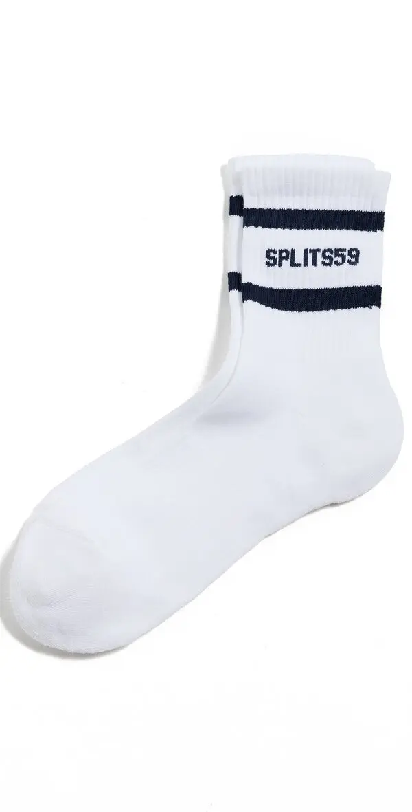 Splits59 Logo Stripe Quarter Socks - White/indigo