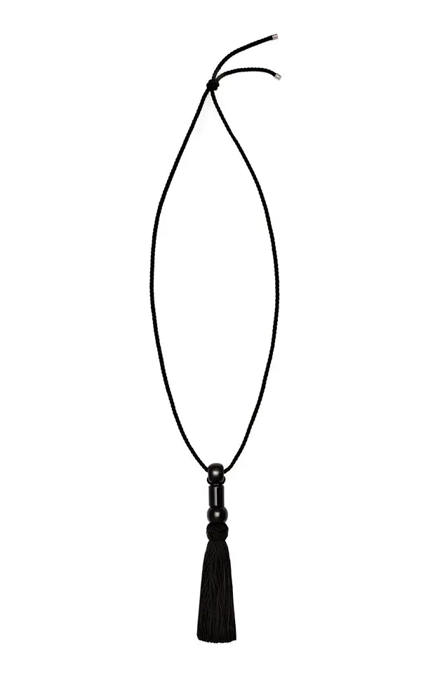 Le Sundial Trinity Onyx Tassel Necklace