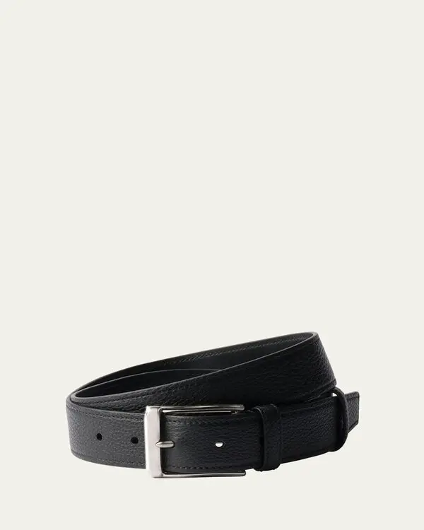 Prada Adjustable Hammered Leather Belt - Nero