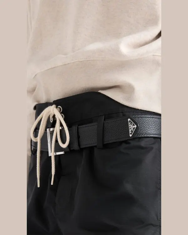 Prada Adjustable Leather Belt With Logo
