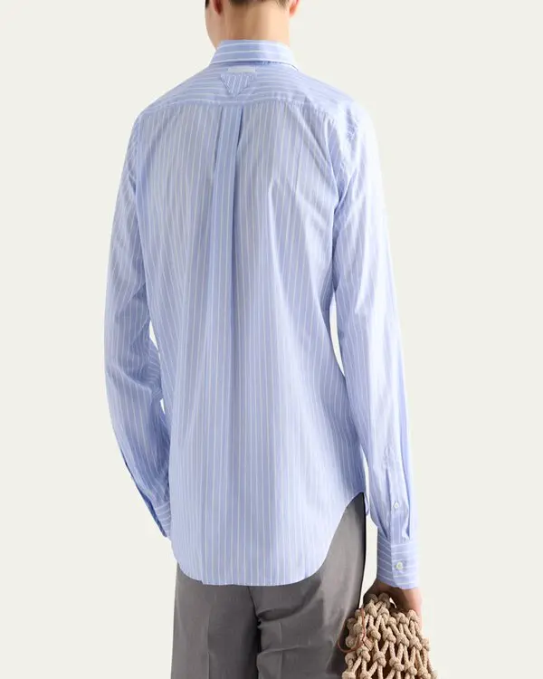 Prada Riga Cotton Stripe Sport Shirt