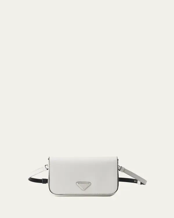 Prada Saffiano Leather Travel Crossbody Bag - Bianco