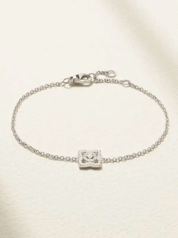 DE BEERS LONDON 18k White Diamond Lotus Bracelet - Gold