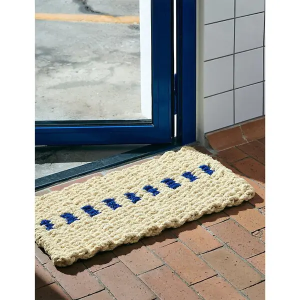 HAY Dot Coco Door Mat - White And Blue