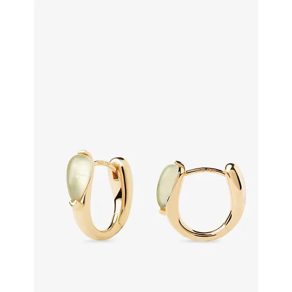 PDPAOLA Isla Prehnite Hoop Earrings - Gold