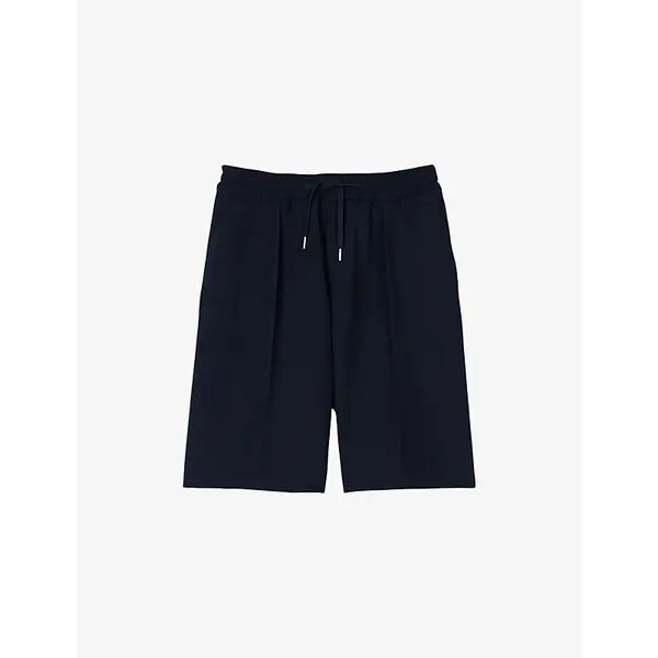 Sandro Drawstring-waist Regular-fit Stretch-jersey Shorts - Navy Blue