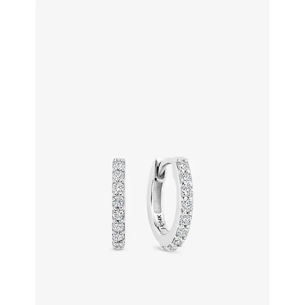 Astley Clarke Halo 14ct White-gold And 0.18ct Lab-grown Diamond Huggie Earrings - White Gold