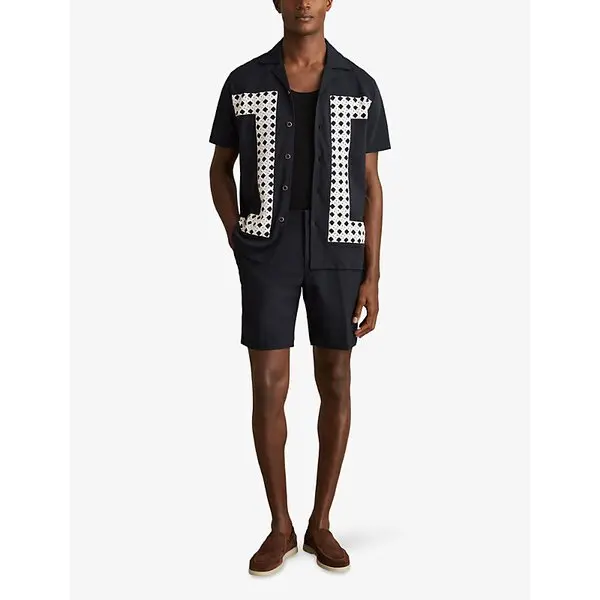 REISS Stretch-woven Chino Shorts - Navy