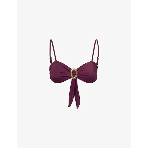 AWAY THAT DAY Cabo Verde Plaque-embellished Bikini Top - Plum
