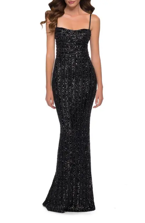 La Femme Modern Sequin Gown