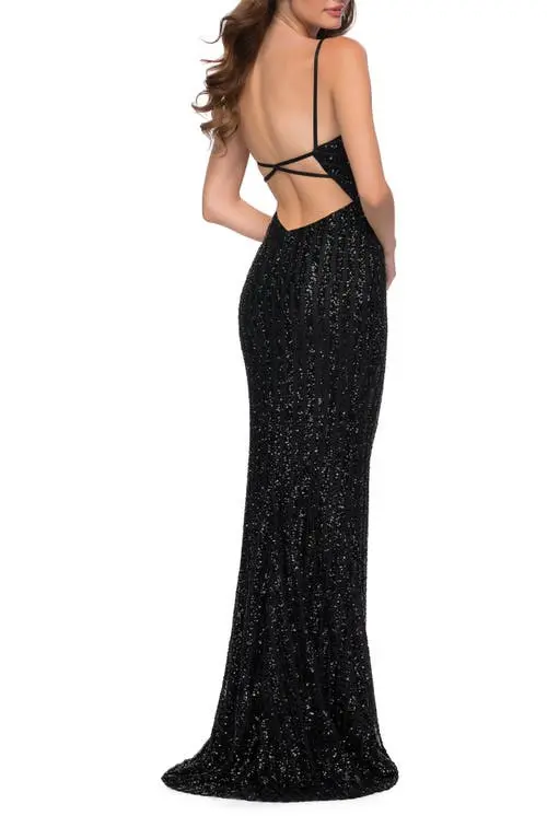 La Femme Modern Sequin Gown