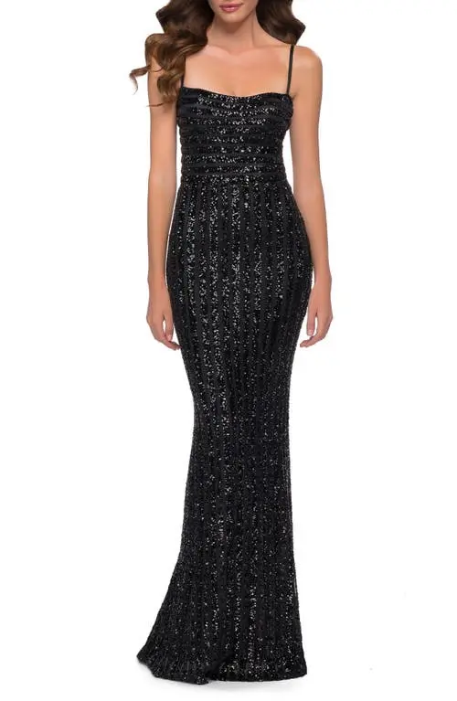 La Femme Modern Sequin Gown