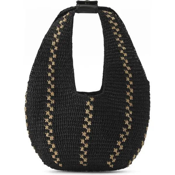Helen Kaminski Aquarius Raffia Hobo Bag - Charcoal/ Natural