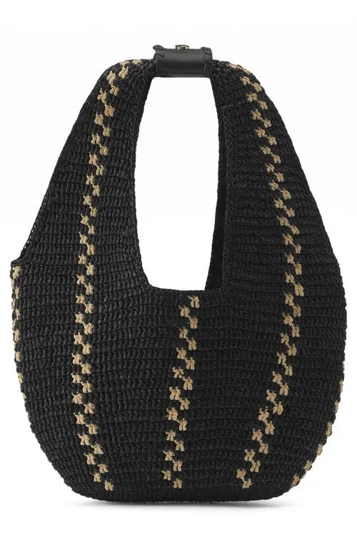 Helen Kaminski Aquarius Raffia Hobo Bag - Charcoal/ Natural