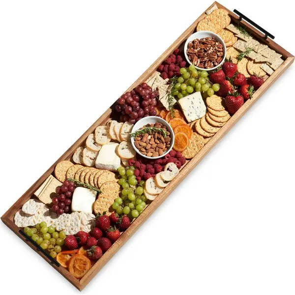 TWINE Acacia Longboard Cheese Board With Metal Handle - Wood