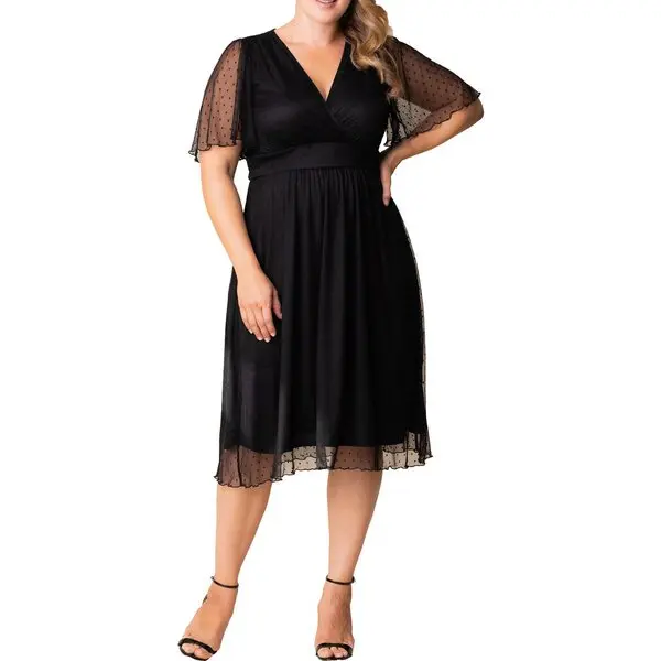 KIYONNA Margot Mesh Cocktail Dress - Onyx