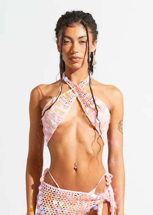 SPARKL Siren Cross Top - Pink