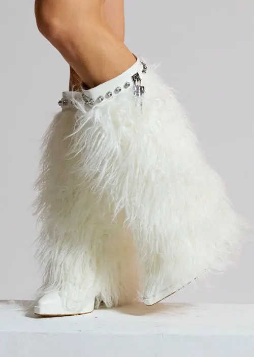 SPARKL Paris Faux Fur Boots - White