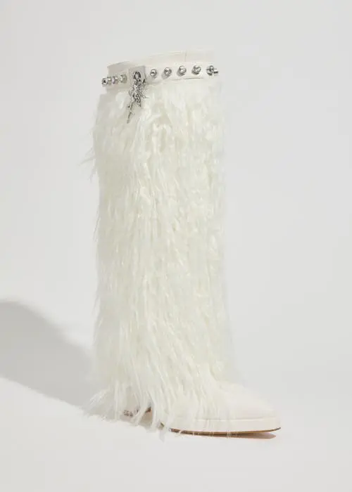 SPARKL Paris Faux Fur Boots - White
