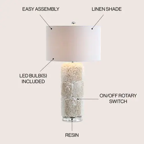 JONATHAN Y Rosette 28.5" Seashell/resin/crystal Led Table Lamp