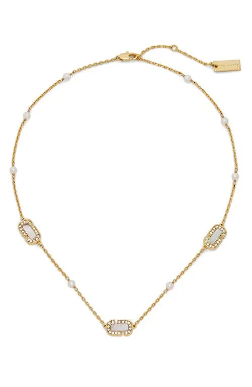 Marc Jacobs J Marc Luxe Mother-of-pearl Station Chain Necklace - Gold/crystal