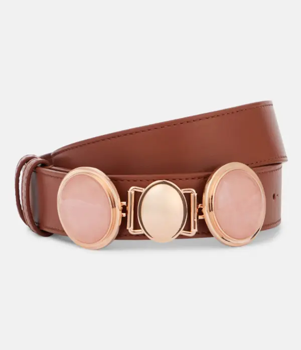 Gabriela Hearst Grange Stone Belt In Leather - Bordeaux