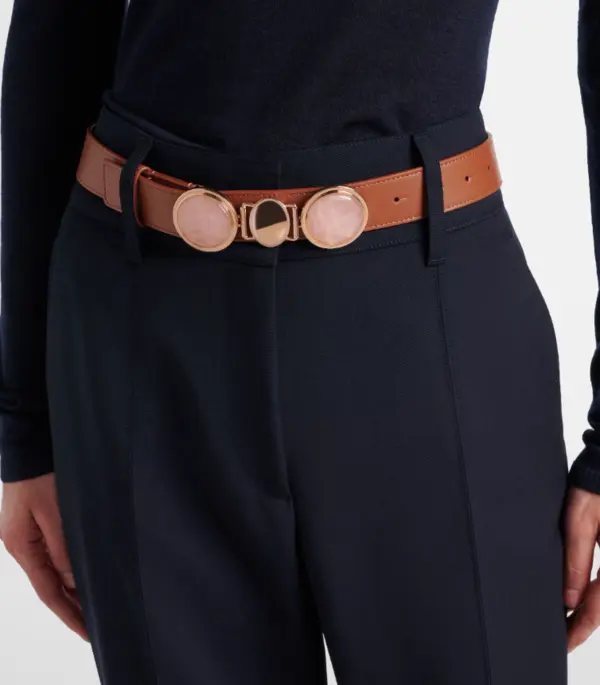 Gabriela Hearst Grange Stone Belt In Leather - Bordeaux