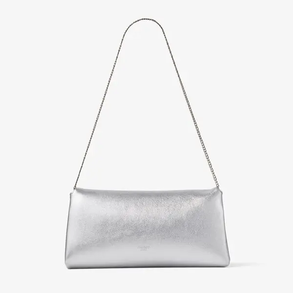JIMMY CHOO Kya Metallic Nappa Leather Clutch Bag - Silver/crystal