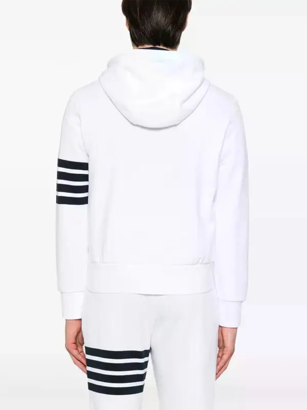 Thom Browne 4-bar Stripe Zipped Hoodie - White
