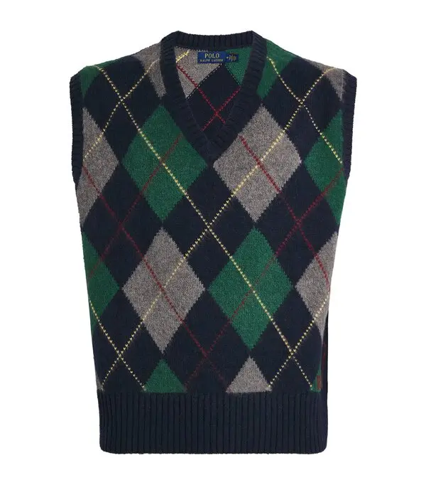 Ralph Lauren Wool-cotton Argyle Sweater Vest - Navy