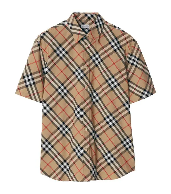 Burberry Organic Cotton Short-sleeve Check Shirt - Yellow