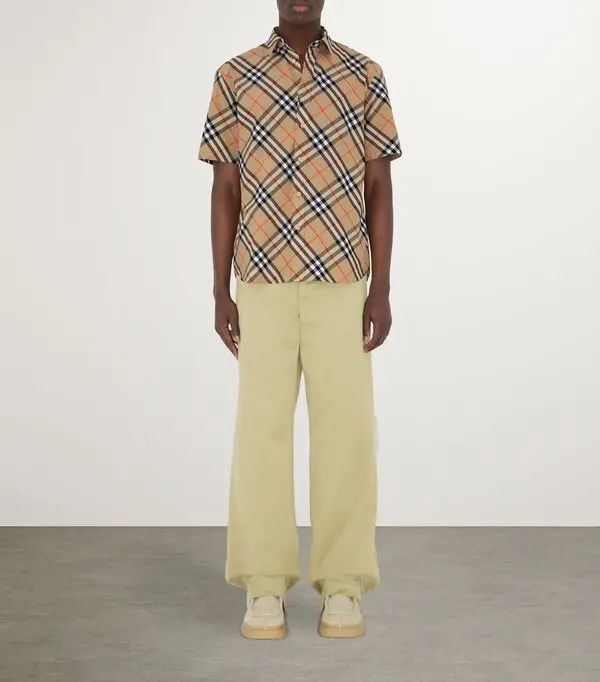 Burberry Organic Cotton Short-sleeve Check Shirt - Yellow