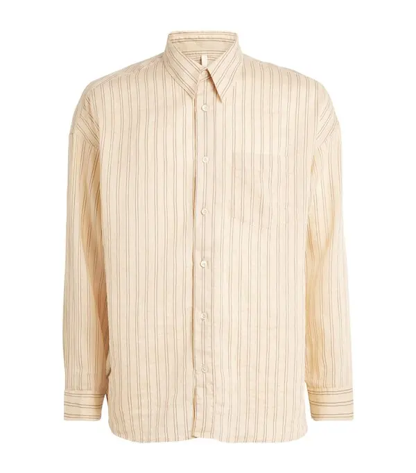 SUNFLOWER Cotton-blend Stripe Stable Shirt - Ivory