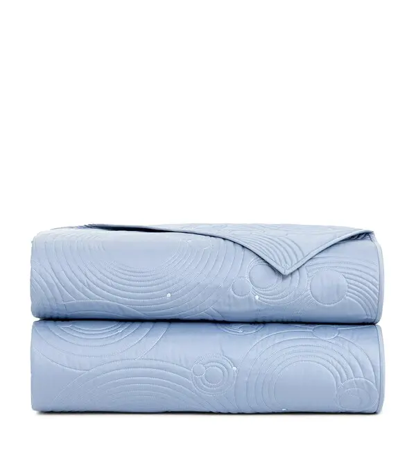 YVES DELORME COUTURE Supima Cotton Quilted Ondes Bedcover - Blue