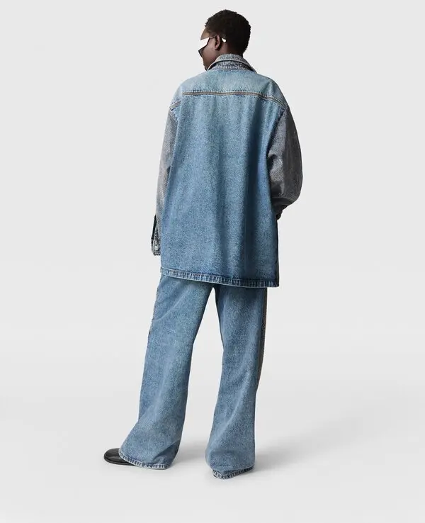 Stella Mccartney Oversized Crystal-Embellished Denim Jeans