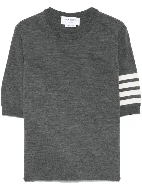 Thom Browne 4-bar Stripe Fine-knit T-shirt - Grey