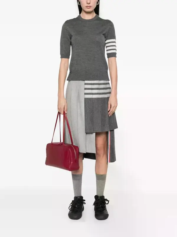 Thom Browne 4-bar Stripe Fine-knit T-shirt - Grey