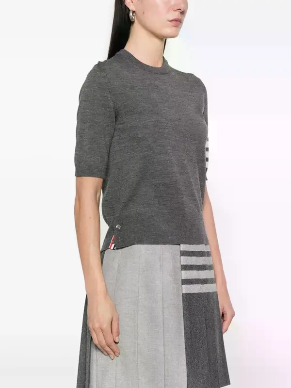 Thom Browne 4-bar Stripe Fine-knit T-shirt - Grey