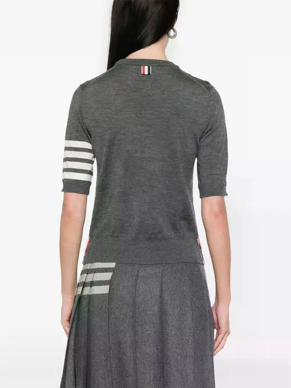 Thom Browne 4-bar Stripe Fine-knit T-shirt - Grey